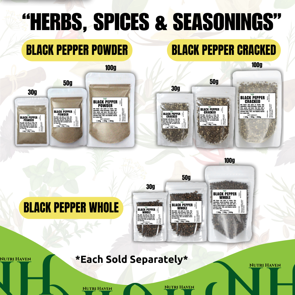 PURE BLACK PEPPER POWDER, CRACKED and WHOLE (PAMINTA) -herbs and spices ...