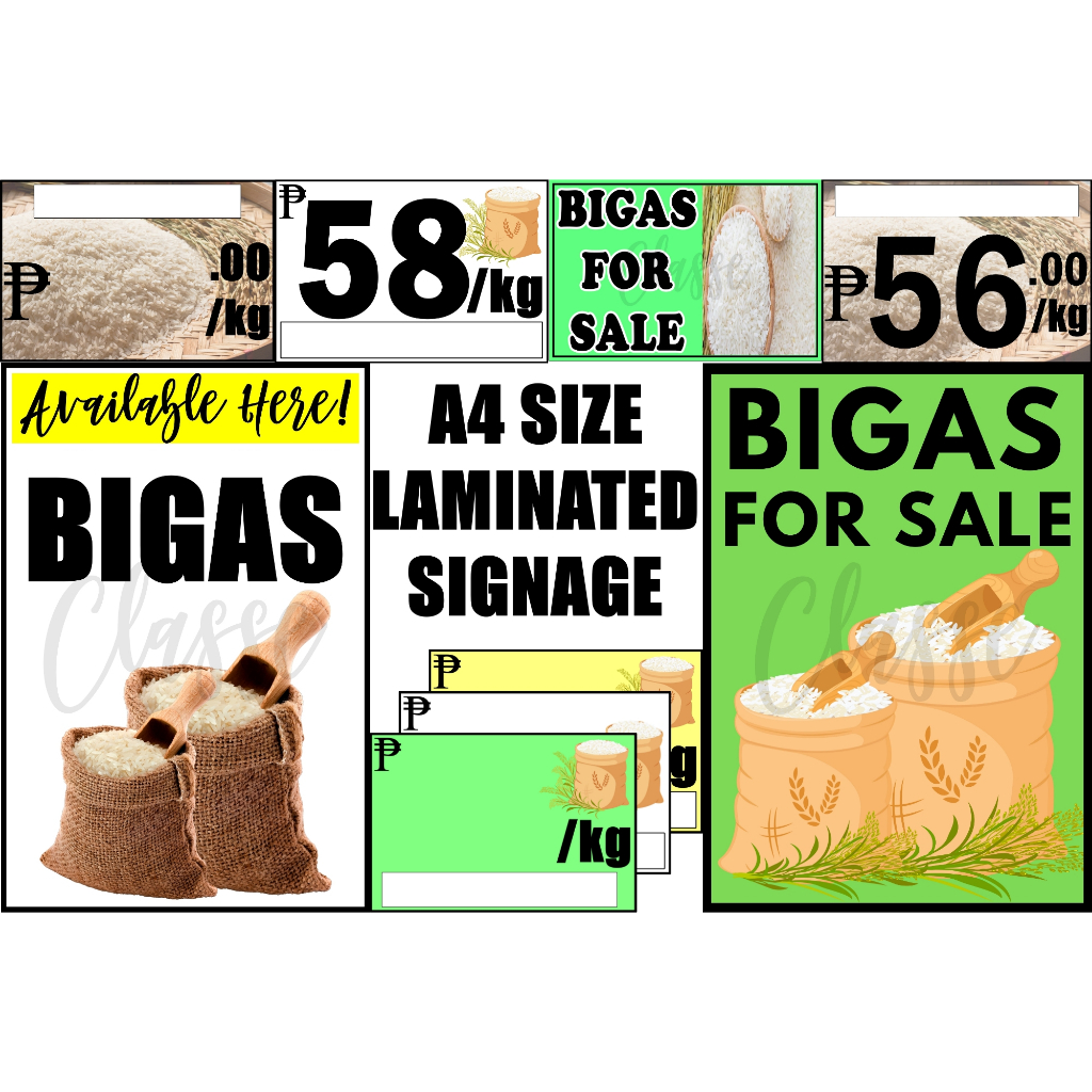 LAMINATED SIGNAGE BIGAS FOR SALE LAMINATED SIGNAGES A4 SIZE 180GSM ...