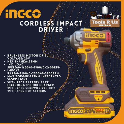 INGCO CORDLESS IMPACT DRIVER 20V CIRLI2028 | CORDLESS TOOLS | MERVILLE ...
