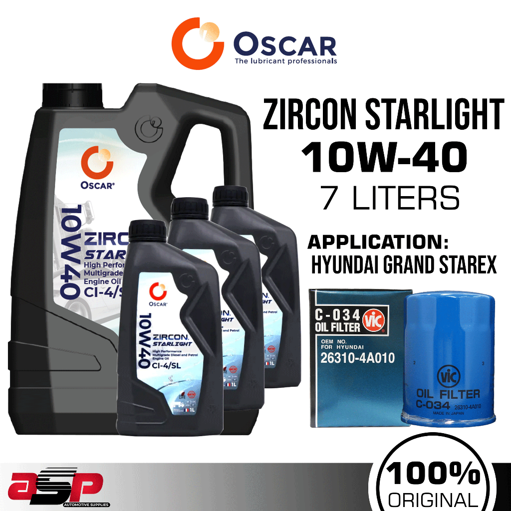 Oscar Zircon Starlight 10W40 Diesel Oil 7 Liters Bundle for Hyundai ...