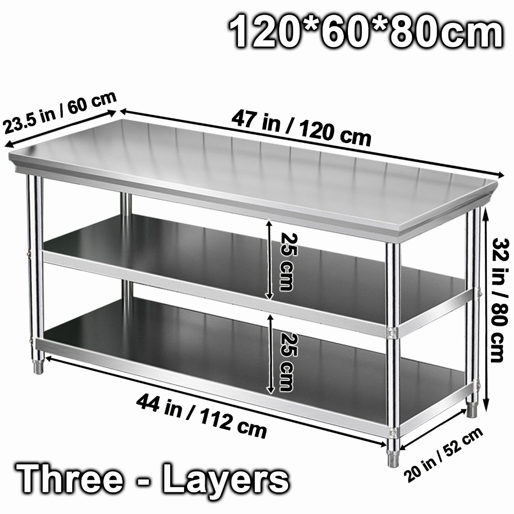 2 Layer Stainless Kitchen Table | Commercial Kitchen Prep Table | High ...