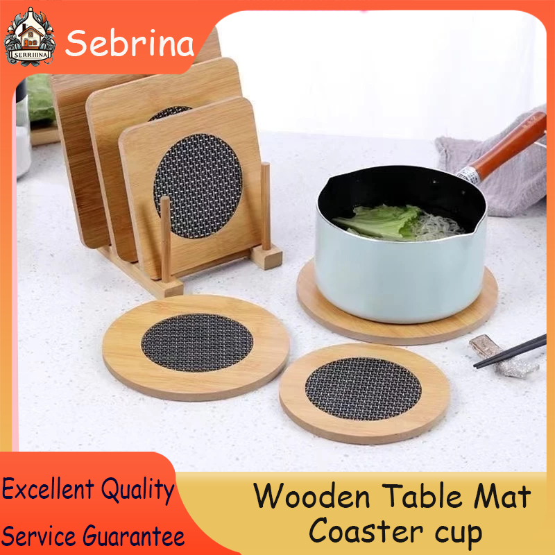 Wooden Heat Pad Heat Insulation Table Mat Coaster Anti-Slip Pot Holder ...