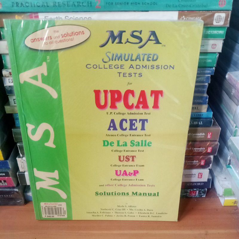 MSA SIMULATED COLLEGE ADMISSION TEST FOR UPCAT(SECONDHAND) | Shopee ...