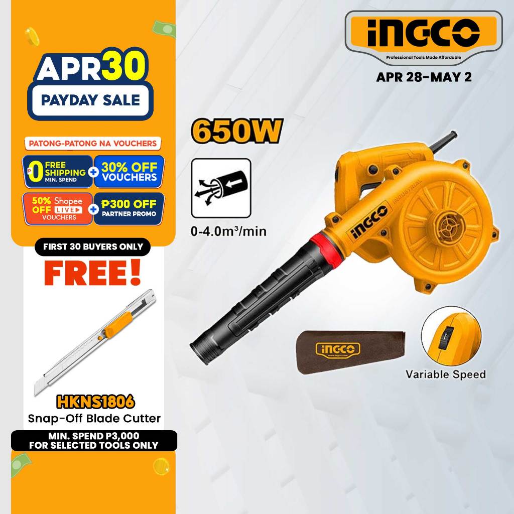 Ingco 600W/650W Industrial Electric Aspirator Blower with Variable ...