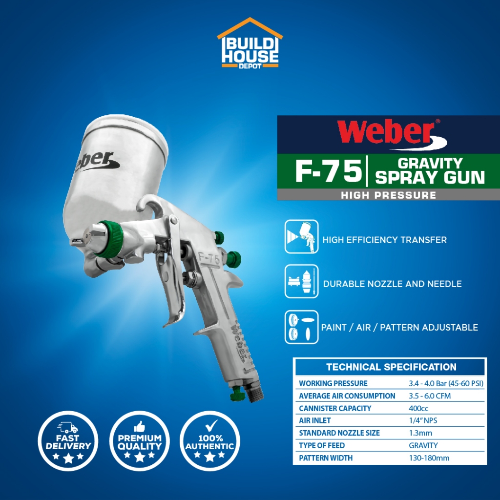 WEBER F75 High Pressure Paint Air Spray Gun - Gravity | Shopee Philippines