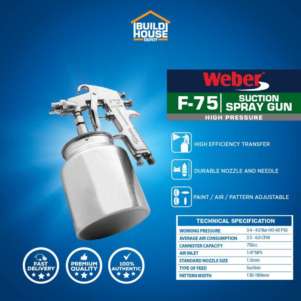 WEBER F75 High Pressure Paint Air Spray Gun - Suction | Shopee Philippines