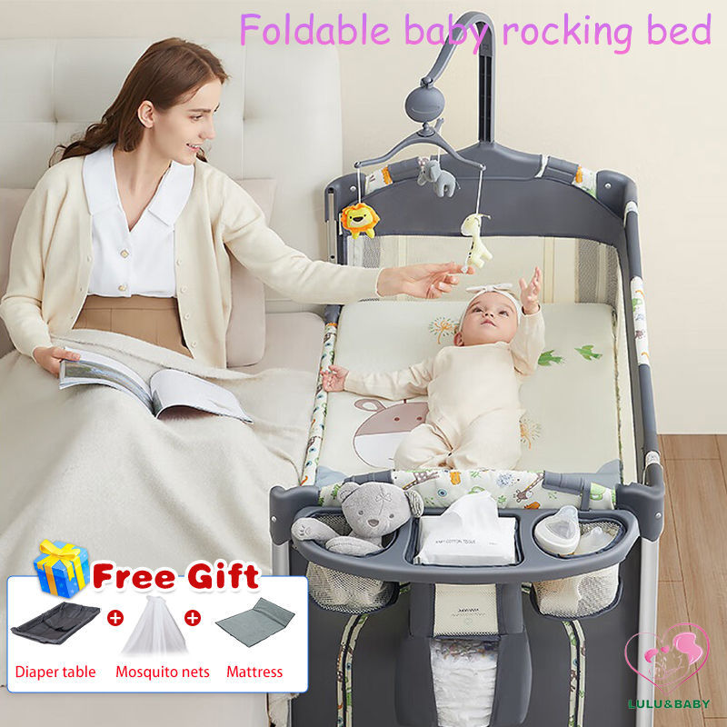 Baby Crib With Free Mosquito Net Foldable Crib Mobile Liftable 2 Layer ...