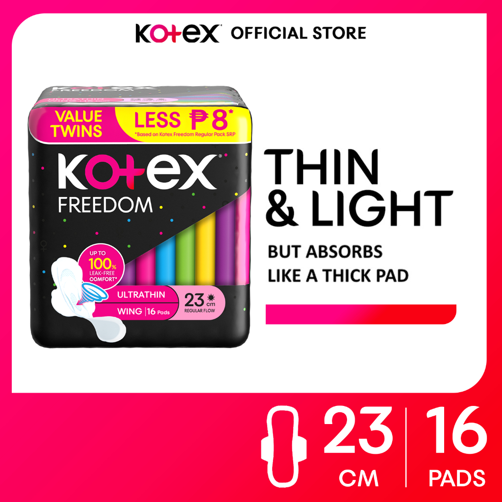 Kotex Freedom Ultrathin Sanitary Napkins 23cm Value Packs - 16 pads ...
