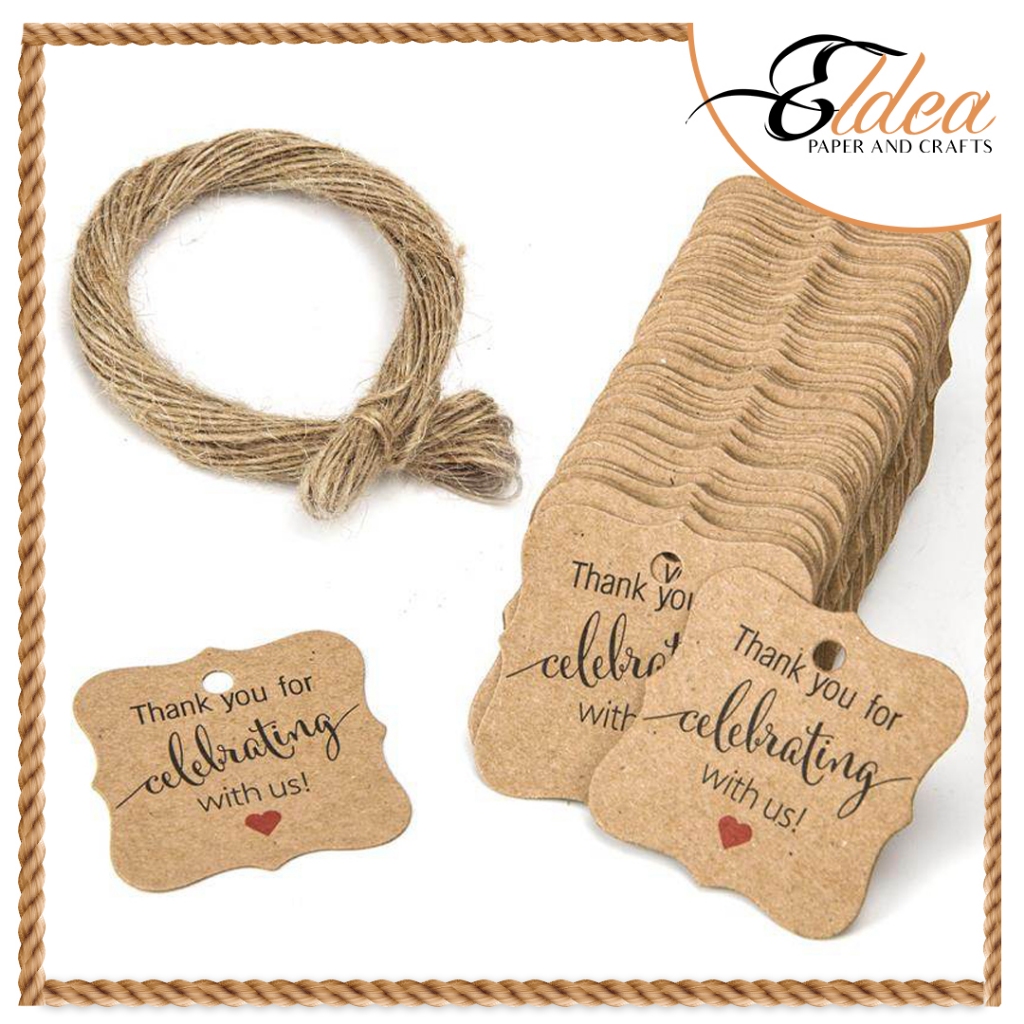100pcs tags w/ 20mtrs twine, Thank you tag, Gift Tags, Souvenir tags ...