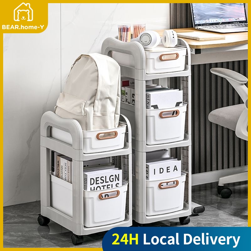 Multi layer handcart backpack storage rack Movable storage rack Desk ...