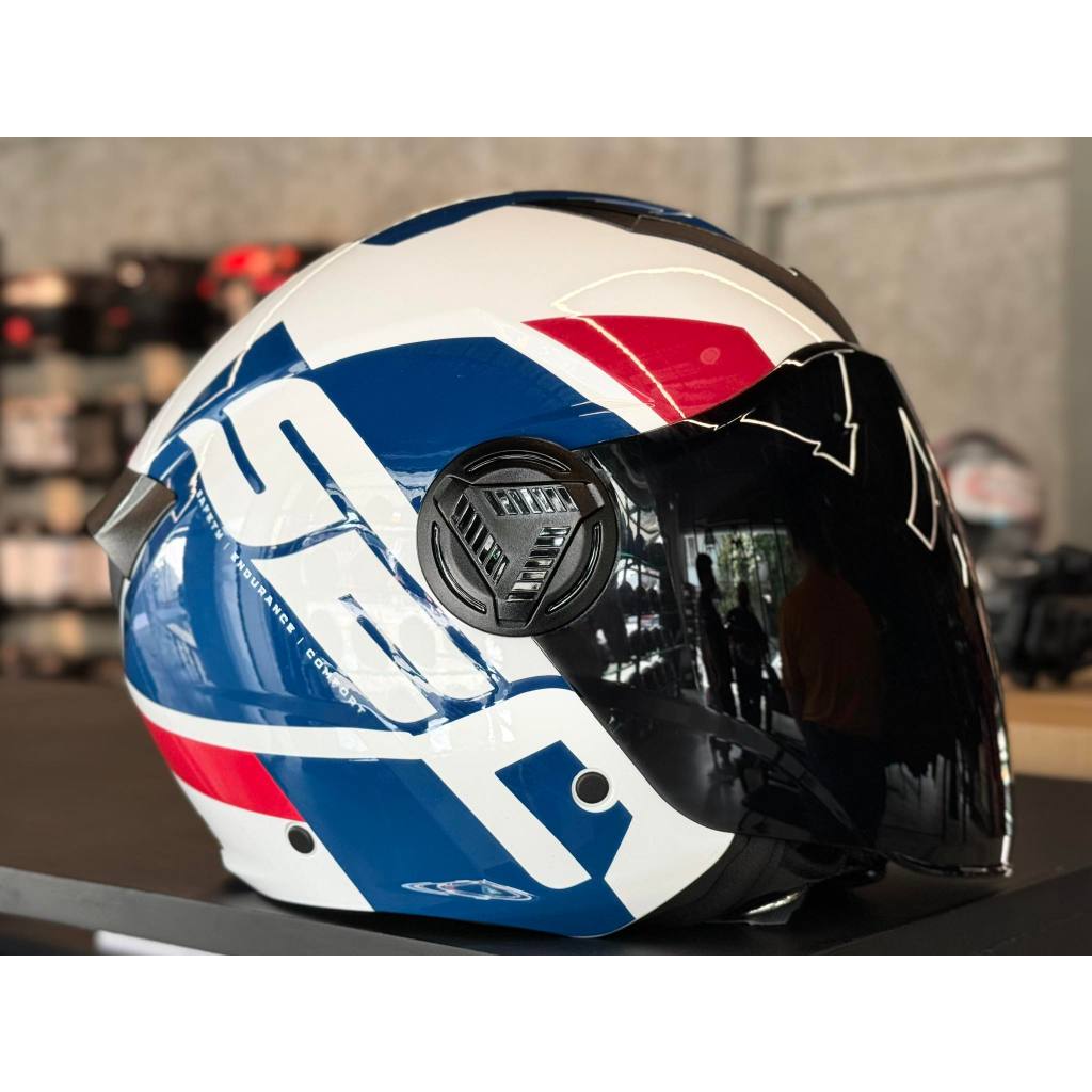 SEC Grid Half Face Dual Visor Helmet For Motorcycle (Free Clear Visor ...