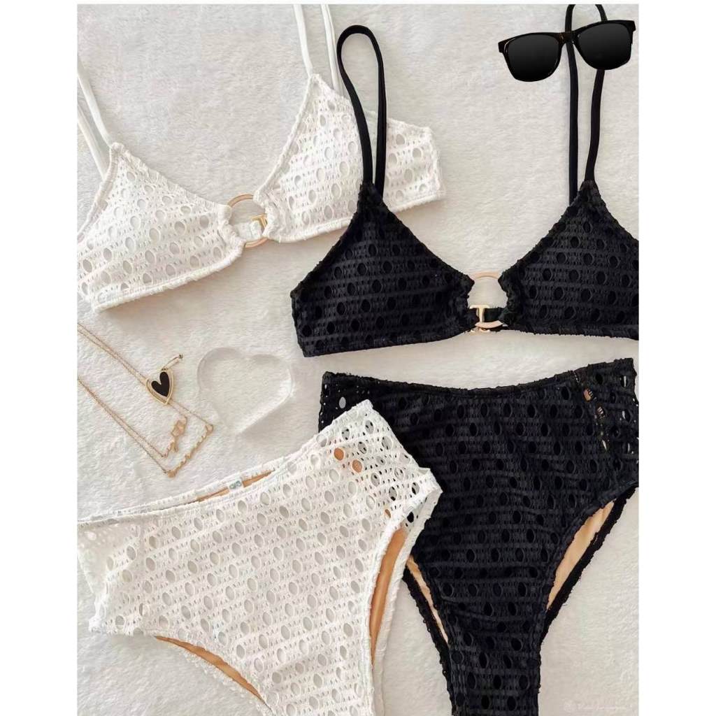 Eyelet Two Piece Swimsuit Crochet Women Swimwear | Shopee Philippines