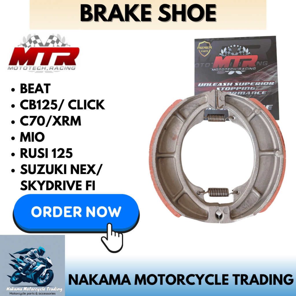 MTR Motorcycle Brake Shoe for MIO/BEAT/CLICK/NEX/BURGMAN/RUSI125/XRM ...