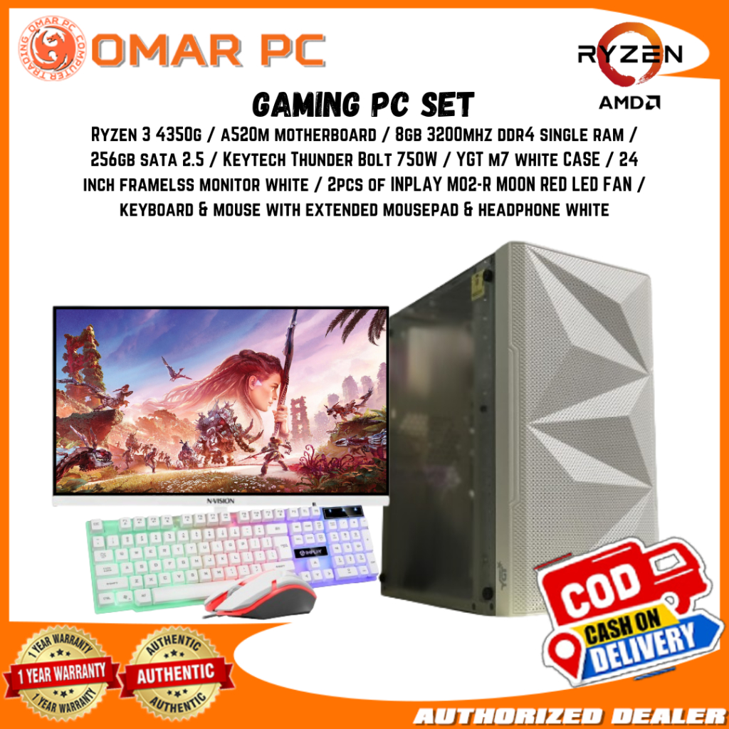 GAMING PC SET (RYZEN 3 4350G)(A520M MOBO)(8GB DDR4 3200Mhz)(256GB SATA ...