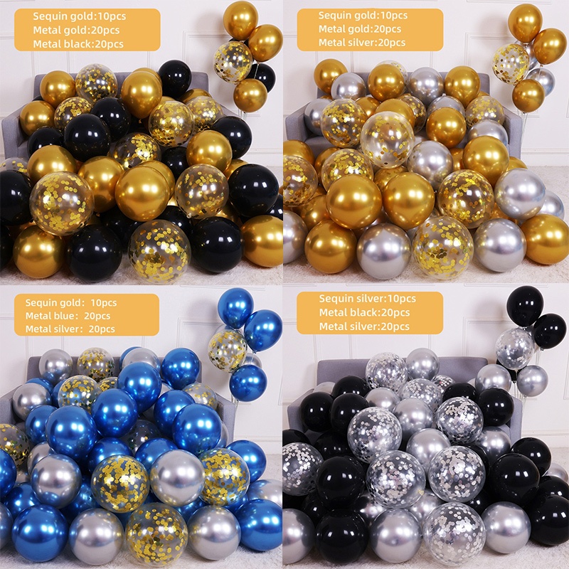 50pcs Sequin Metal Confetti Balloon Set Valentine Birthday Graduation ...