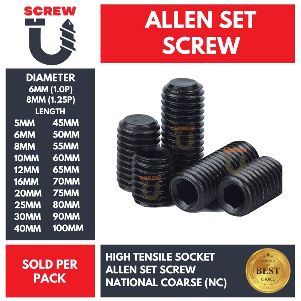 HT Allen Set Screw High Tensile Setscrew | 6MM-8MM | Hi Tensile Socket ...