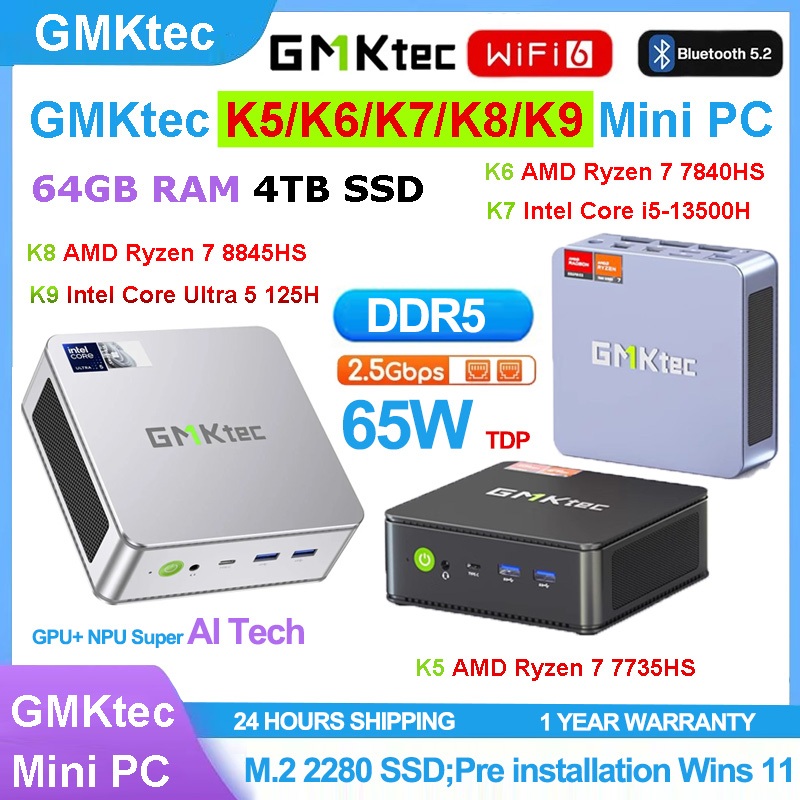 GMK K9 Ultra5 125H/K8+ AMD R7 8845HS/K7+ i7-13620H/K7 i5-13500H/K6 ...