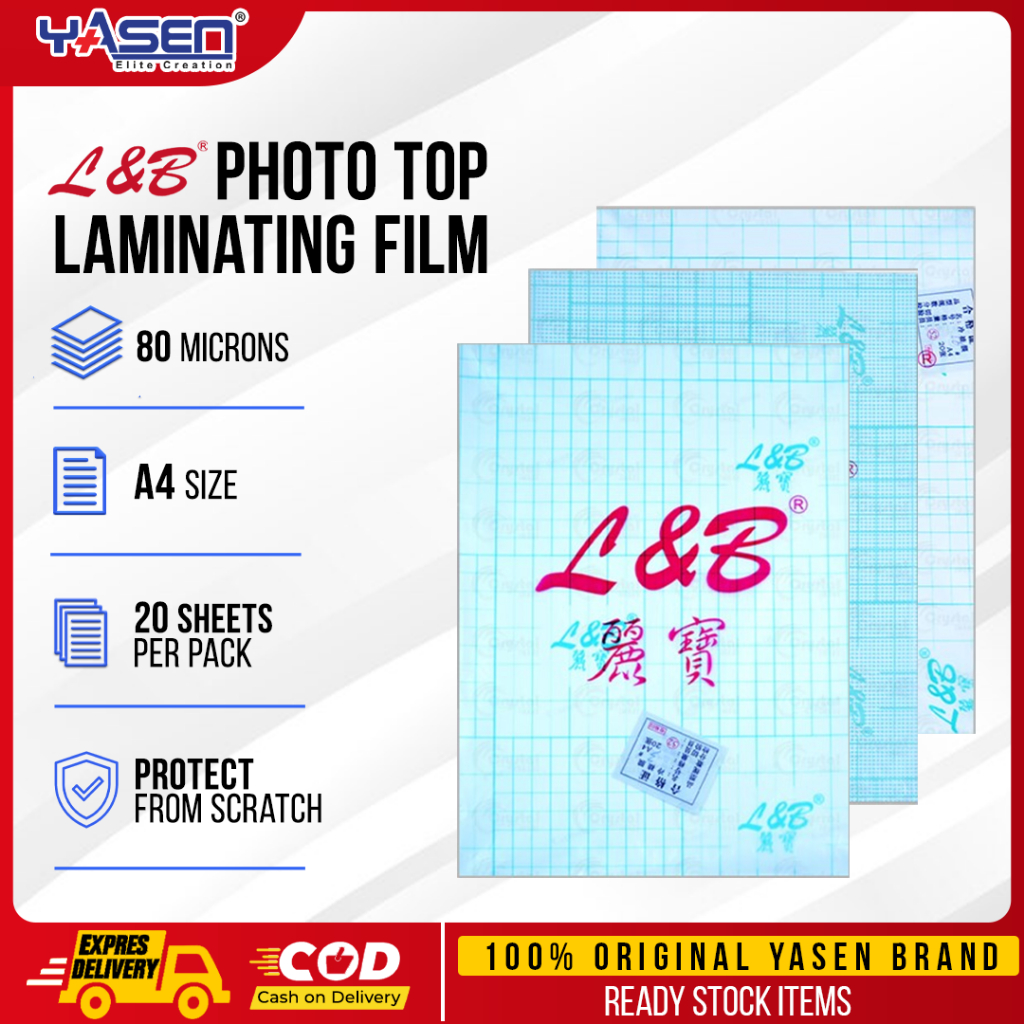 L & B Photo Top Cold Laminating Film A4 Size 80 microns Glossy | Glitter | Matte (20 Sheets/Pack ...