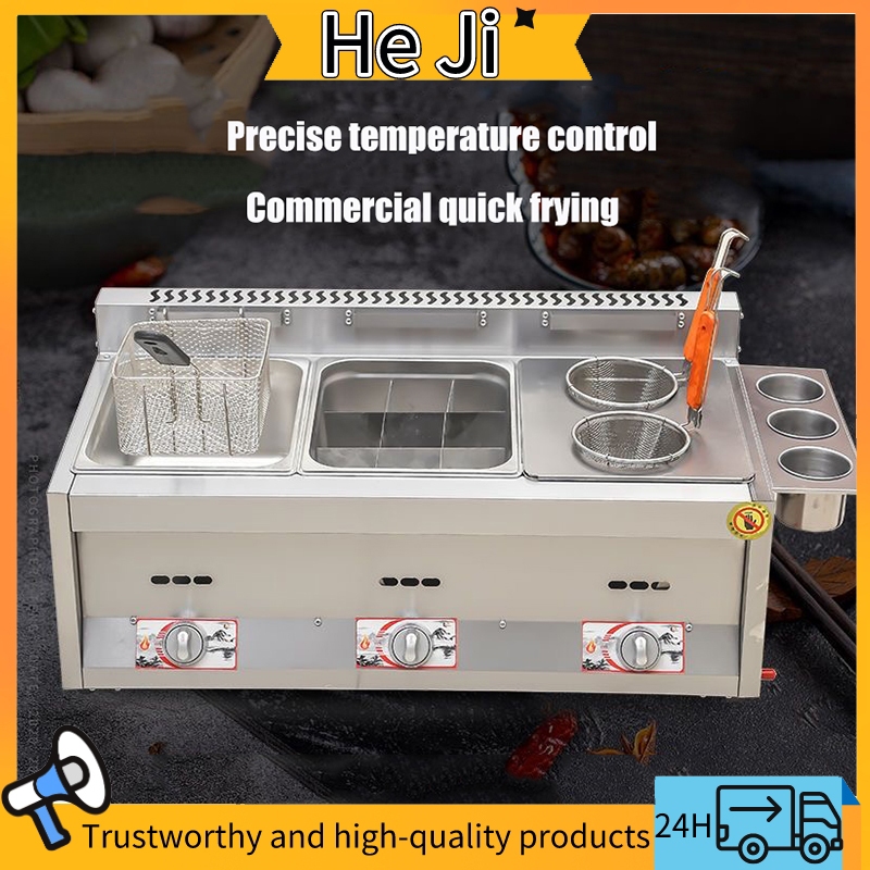 Stainless steel gas type deep fryer commercial fryer stall ...