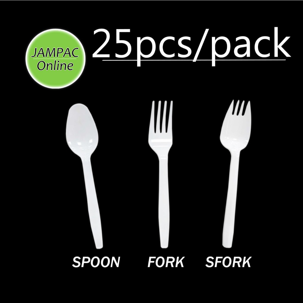 (25pcs) Plastic Spoon , Fork & Sfork | Shopee Philippines