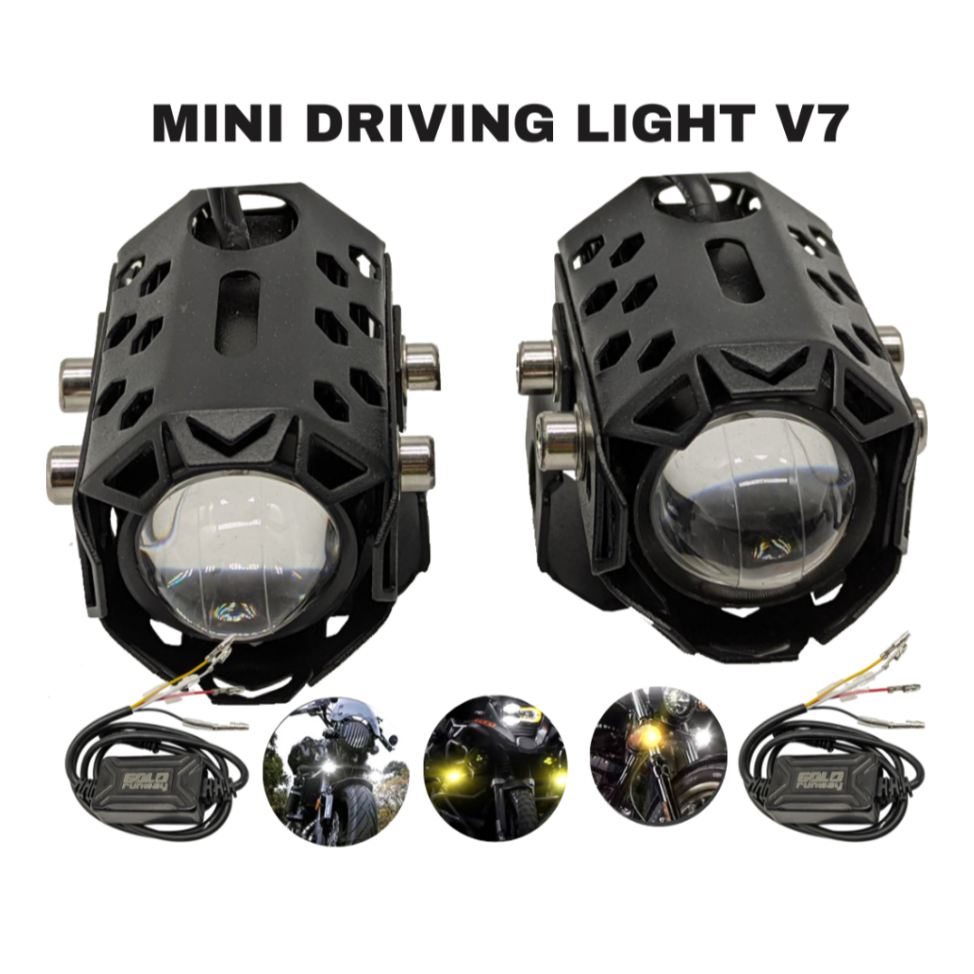 Motorcycle Mini Driving Light V3/V7 4Wire White+Yellow 1pair | Shopee ...