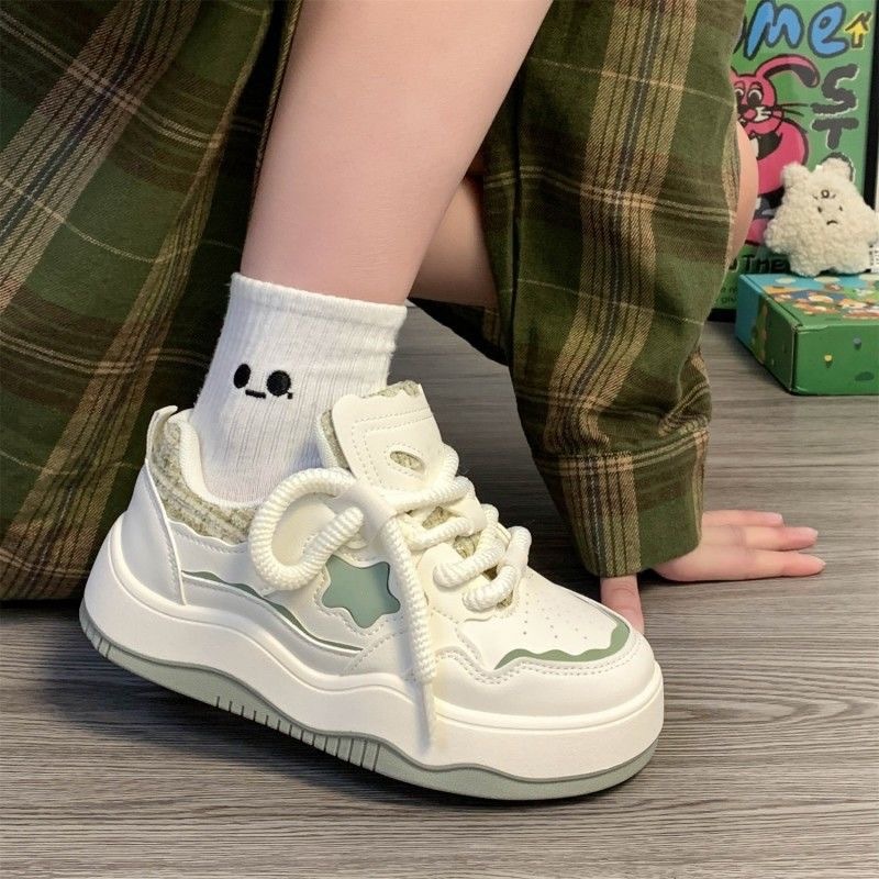 「KAEVE」2024 cute korean white chunky platform sneakers thick for women ...