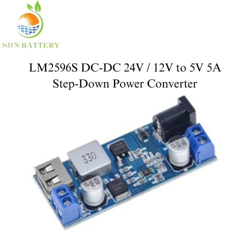 LM2596S DC-DC 24V / 12V to 5V 5A step-down power converter adjustable USB step-down charging ...