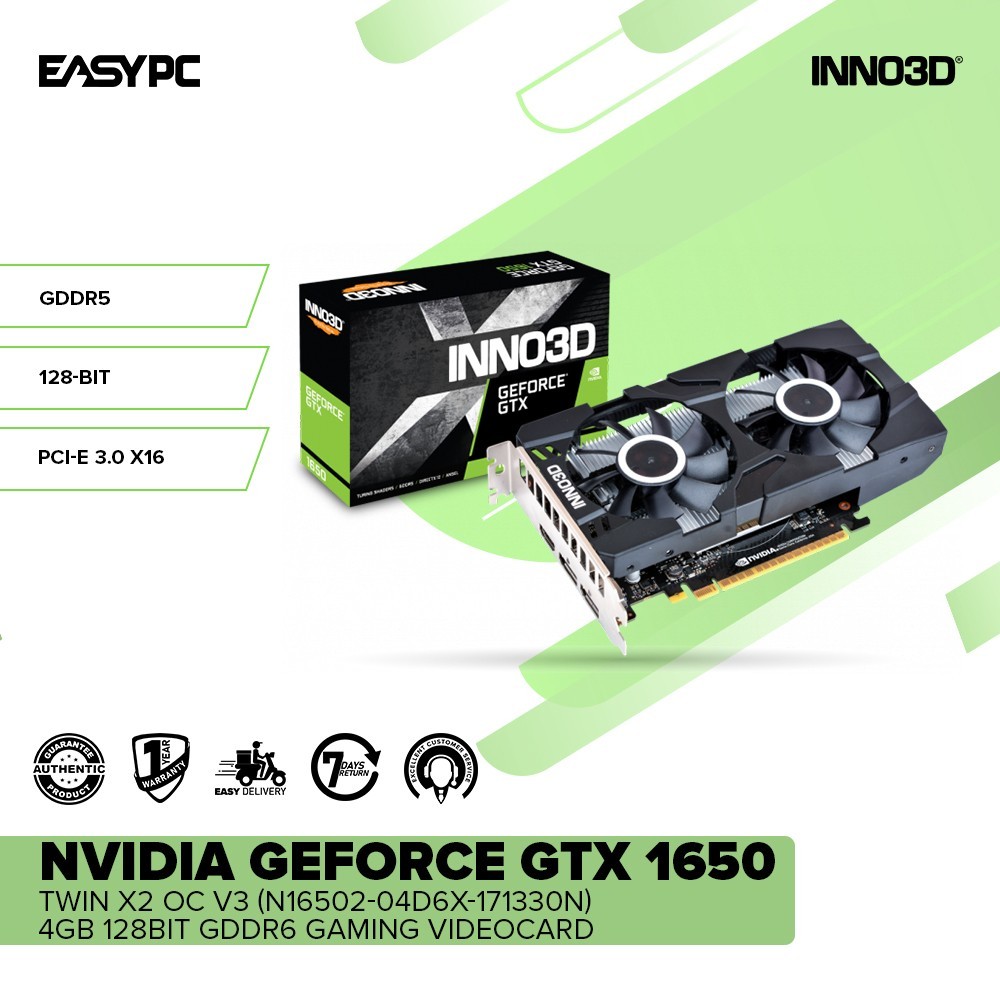EasyPC| Inno3D GTX 1650 Twin X2 OC/Twin X2 OC V3 4gb 128bit GDdr6 Gaming Videocard | Shopee ...