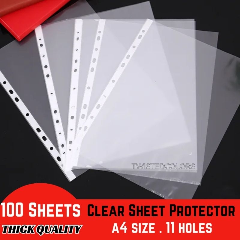 Clear Sheet Protector Loose Leaf Sheet Protector A4 Size 11 Holes 100 ...