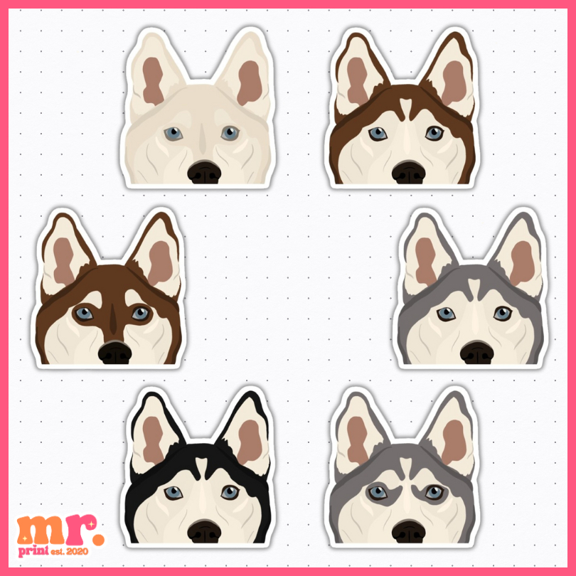 HUSKY PEEKER STICKERS | SIBERIAN HUSKY DOG LOVER | WATERPROOF STICKER ...