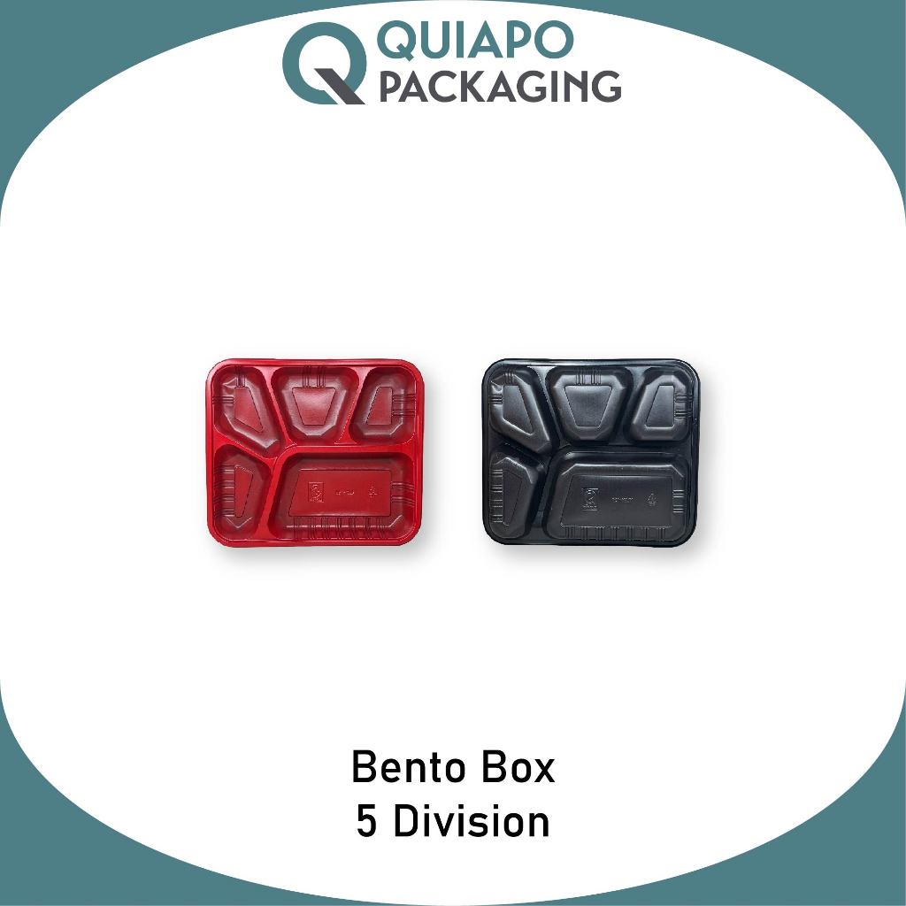 Generic Bento Box with Lid (5 Division) Black/Red (50 pcs) | Shopee ...