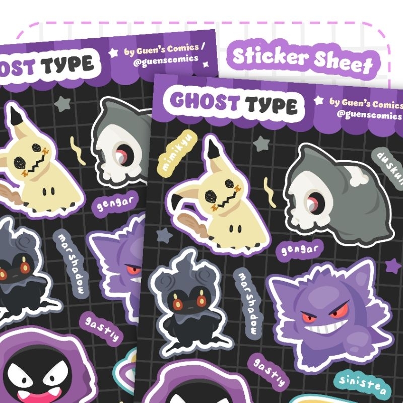 Pokemon Ghost Type Glitter-Laminated Sticker Sheet | Shopee Philippines