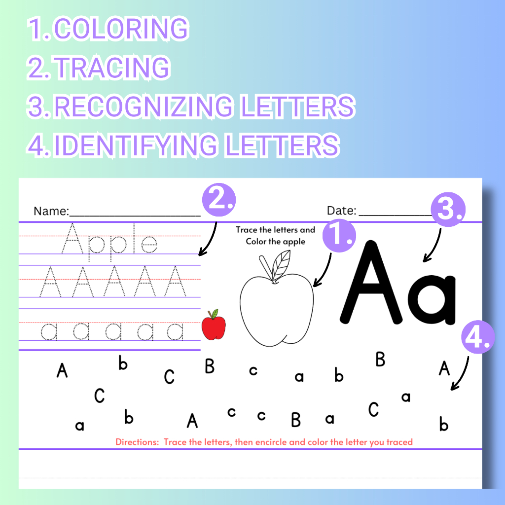 Alphabet Activity Pad Alphabet Tracing, Coloring, Identifying Alphabet ...