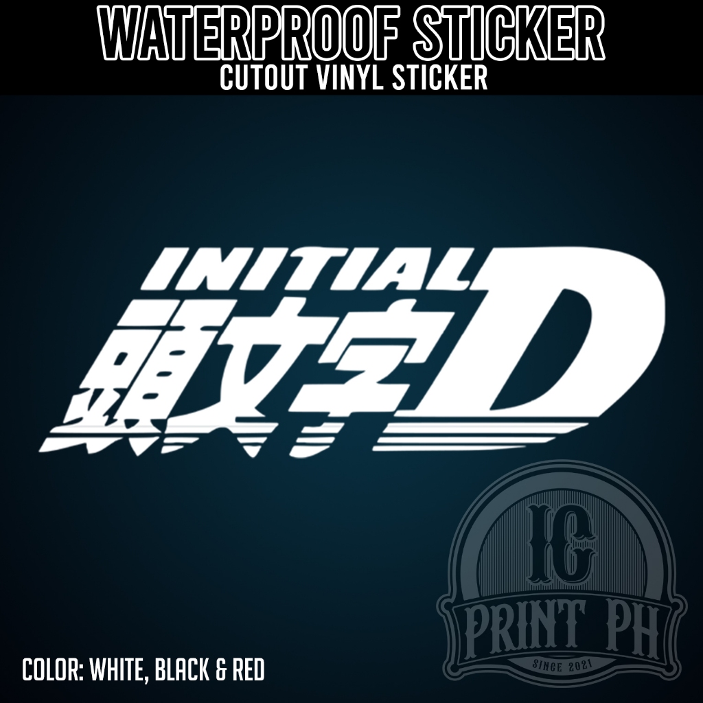 Initial D - 6.5 x 2.2 inches Cutout Vinyl Sticker / Decal, Waterproof ...