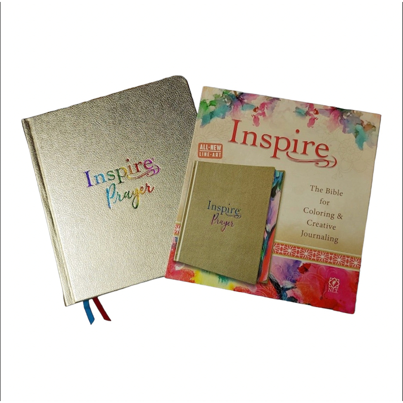 NLT Journaling & Coloring Bible - Inspire Prayer, Champagne Metallic ...