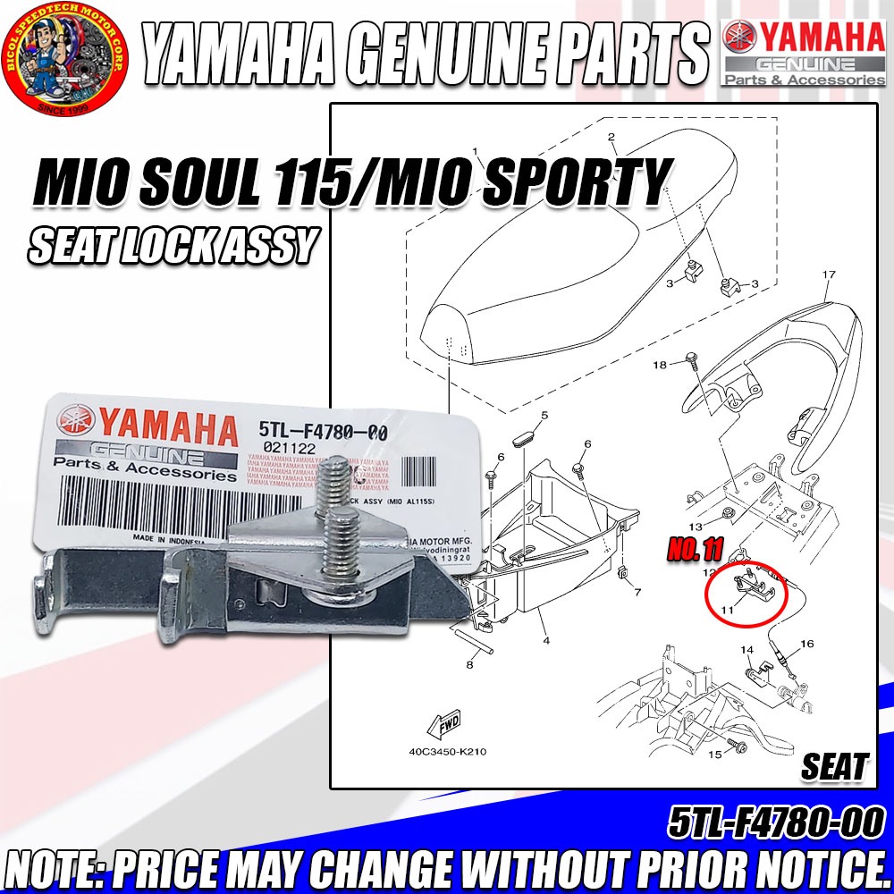 MIO SOUL 115/MIO SPORTY SEAT LOCK ASSY (YGP) (GENUINE: 5TL-F4780-00) | Shopee Philippines