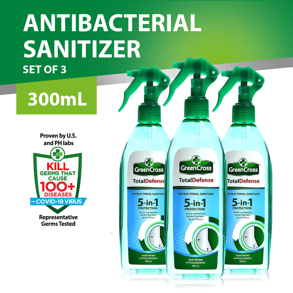 Green Cross Total Defense Antibacterial Sanitizer 300ml x3 | Shopee ...