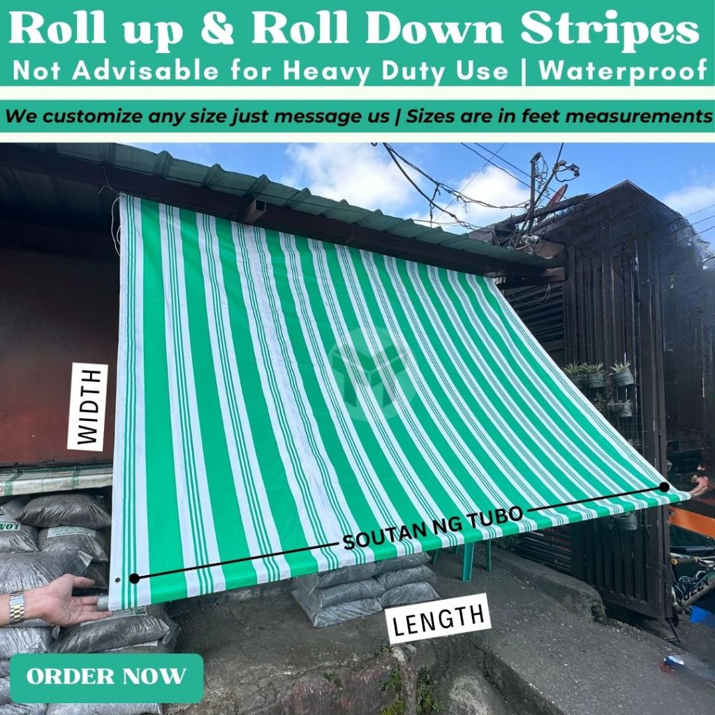 STRIPES ROLL UP AND ROLL DOWN HIGH QUALITY PVC Type trapal Lona Tolda ...