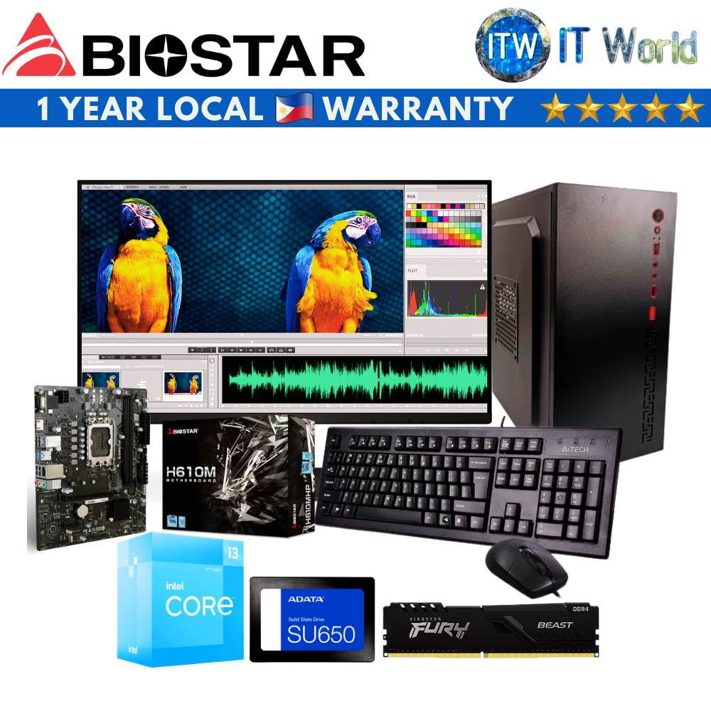 Biostar Home and Office Use Desktop Computer Set Pilot Build i3-12100 ...