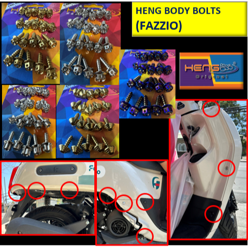 HENG Original Body Fairings Bolts for YAMAHA FAZZIO (sold as set)(20pcs ...