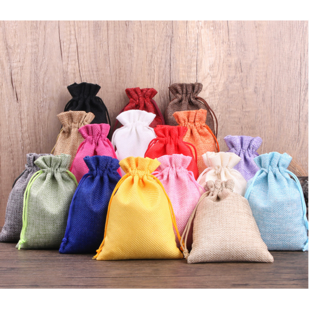 Hemp rope and linen drawstring gift packaging bag(Sold per piece ...