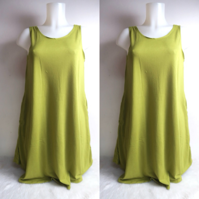 Plus Size Plain Regular Sleeveless Sando Dress With Pockets|Fits M to ...