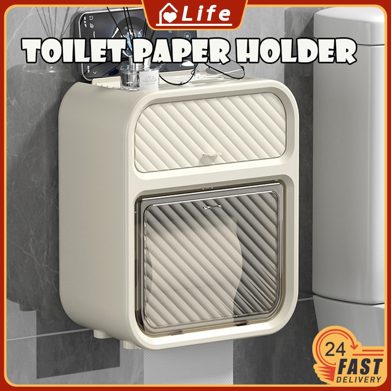 Toilet Tissue Box Wall Mount Toilet Paper Holder Box with Drawer ...
