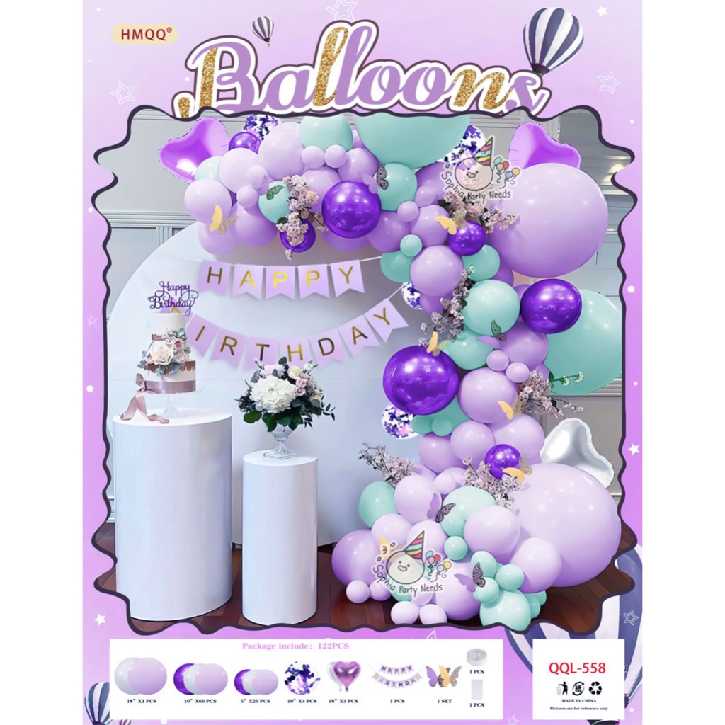 Violet Purple Happy Birthday Garland Set with Butterfly Design | Shopee ...