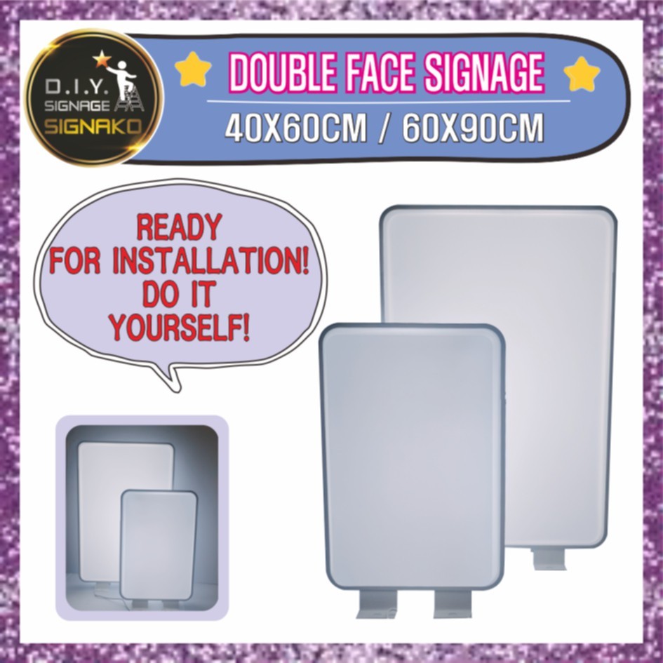 LED Light Rectangle Double Sided Signage / Sign Board Sticker DIY Decor ...