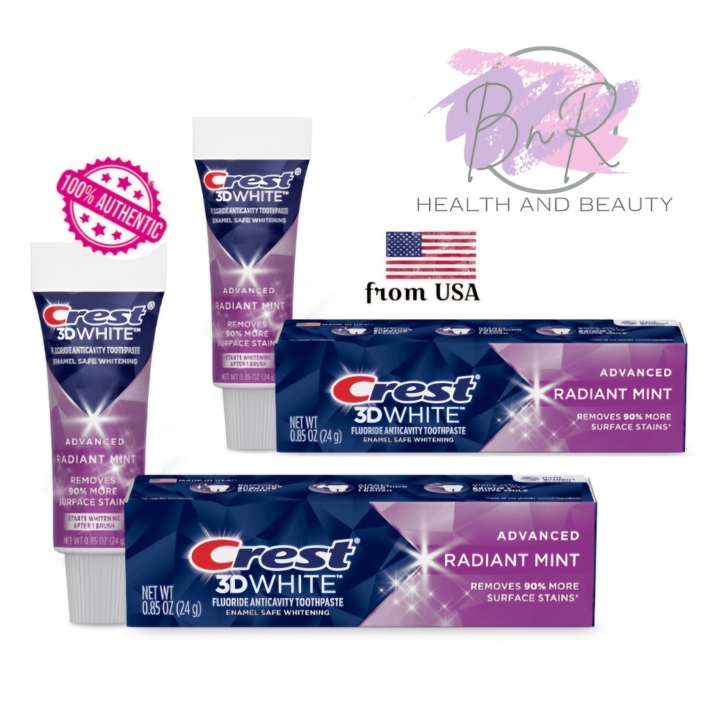 Crest 3D White Advanced Radiant Mint Teeth Whitening, 2 Pack (24g) TRAVEL SIZE | Shopee Philippines