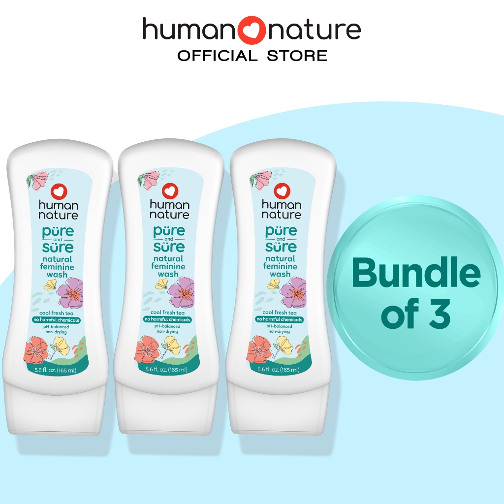 Human Nature Pure & Sure Feminine Wash Cool Fresh Tea 165ml BUNDLE OF 3 | Shopee Philippines