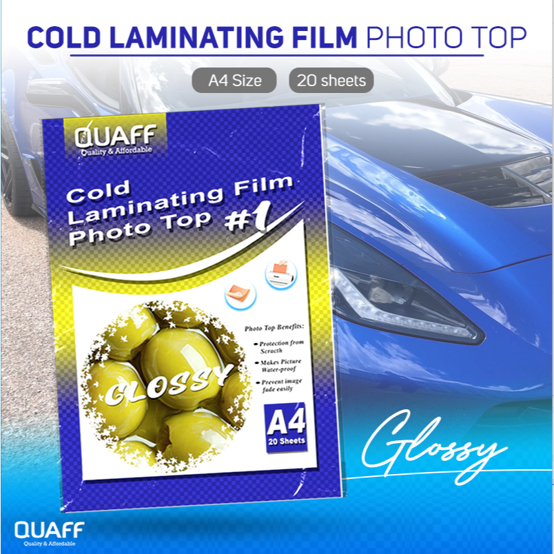 QUAFF Photo Top Cold Laminating Film A4 Size 20sheets 80Micron | Shopee ...