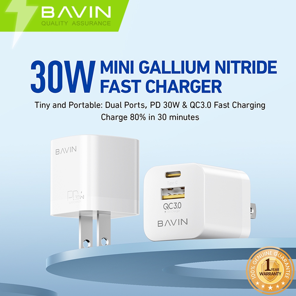 BAVIN PC977 / PC976 GaN 30W PD Super Fast Charging Charger USB-C and ...