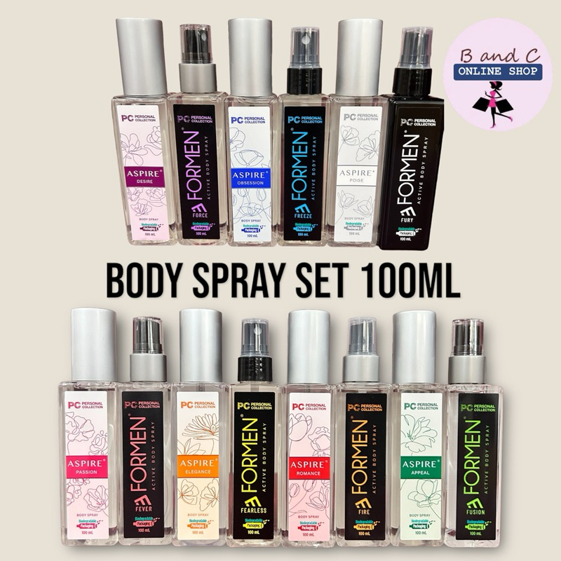 ASPIRE AND FORMEN BODY SPRAY SET 100ML EACH | Shopee Philippines